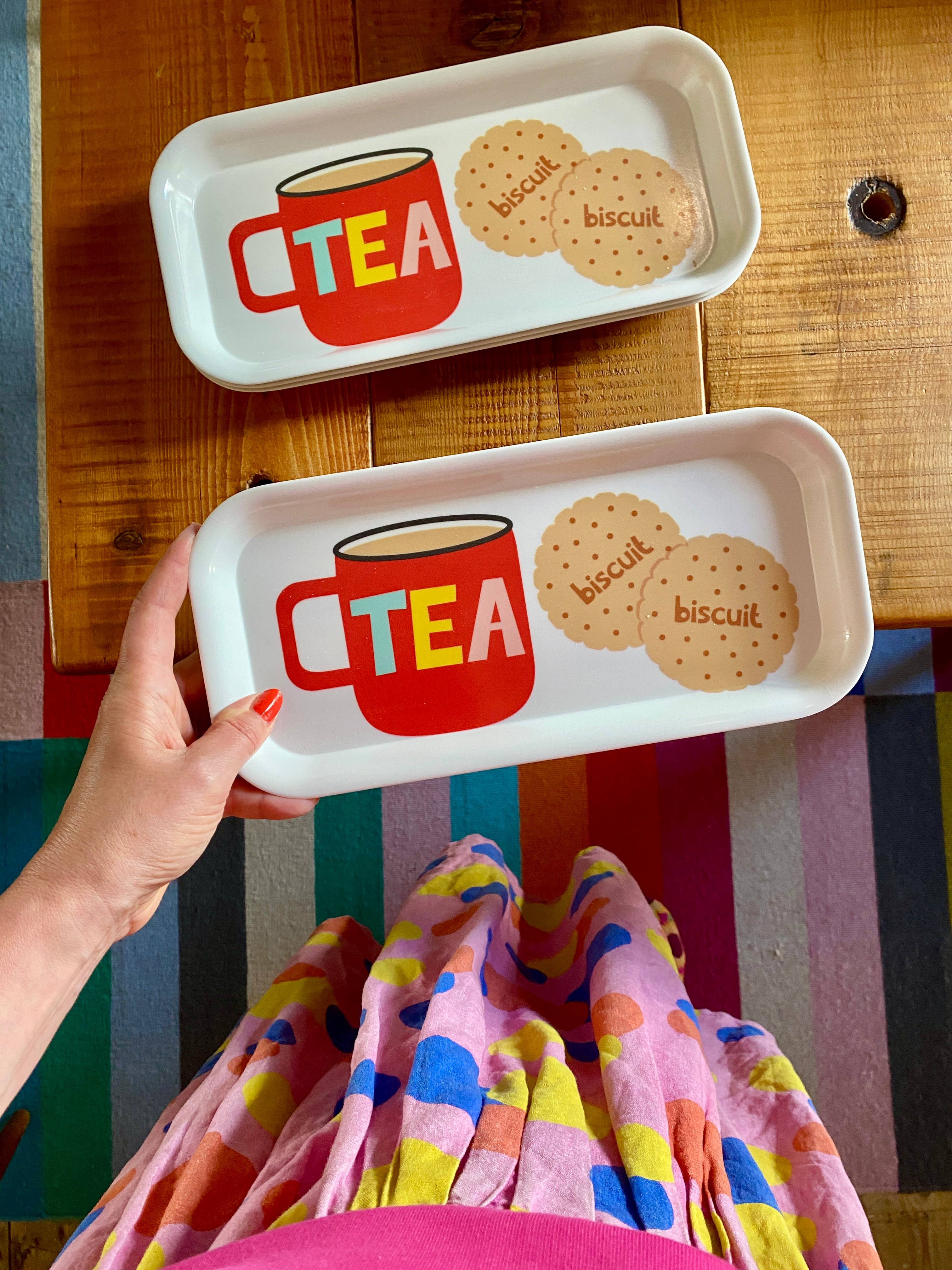 Tea and Biscuits Melamine Tray White – Grumpy Custard